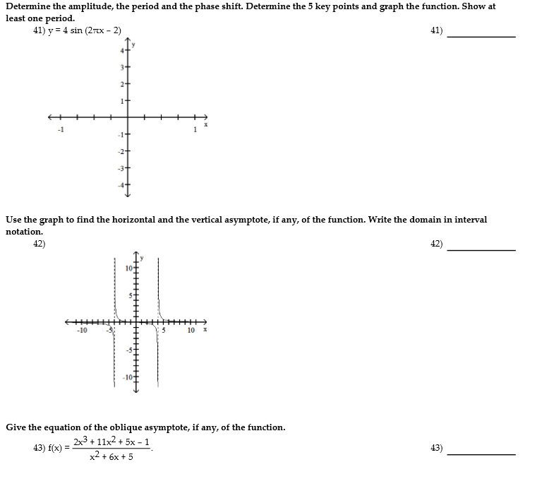 Solved Determine the amplitude, the period and the phase | Chegg.com