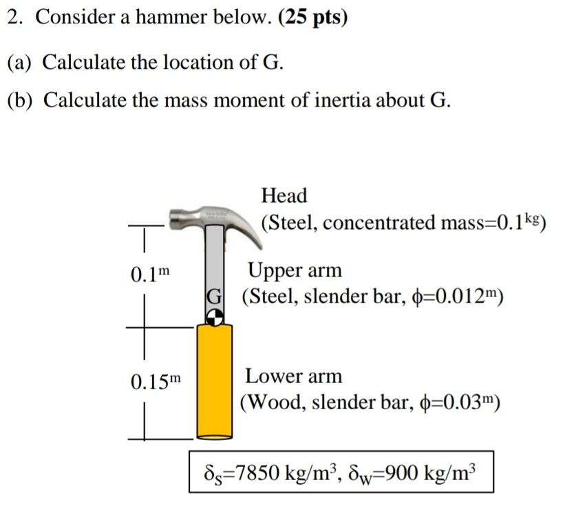 Solved 2. Consider a hammer below. (25 pts) (a) Calculate | Chegg.com