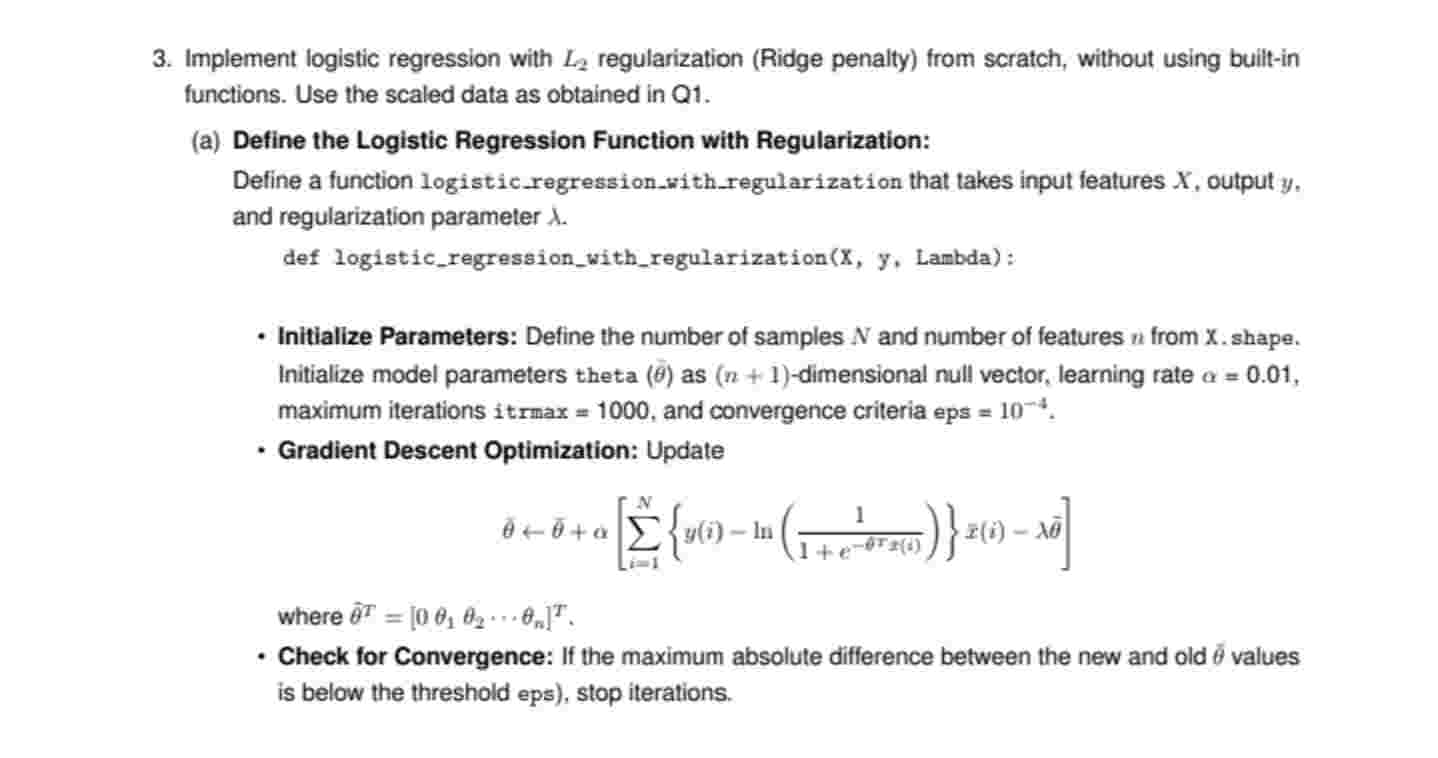 Implement logistic regression with L2 ﻿regularization | Chegg.com