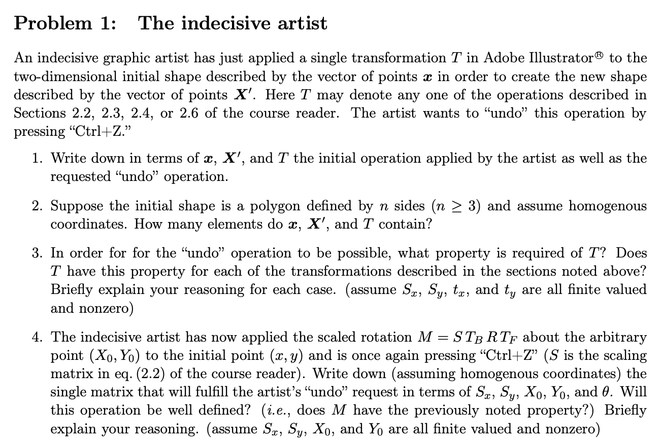Problem 1: The indecisive artist An indecisive | Chegg.com