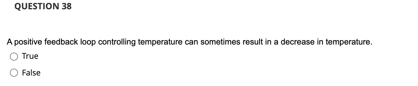 Solved QUESTION 38 A positive feedback loop controlling | Chegg.com