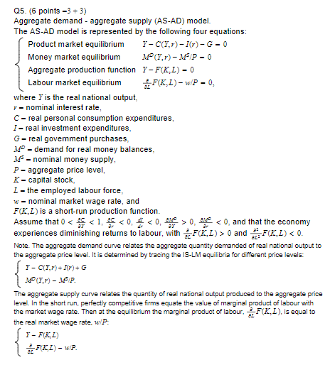 Q5(6 points -3 + 3) Aggregate demand - aggregate | Chegg.com
