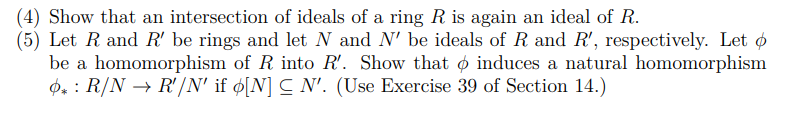 Solved (4) Show that an intersection of ideals of a ring R | Chegg.com
