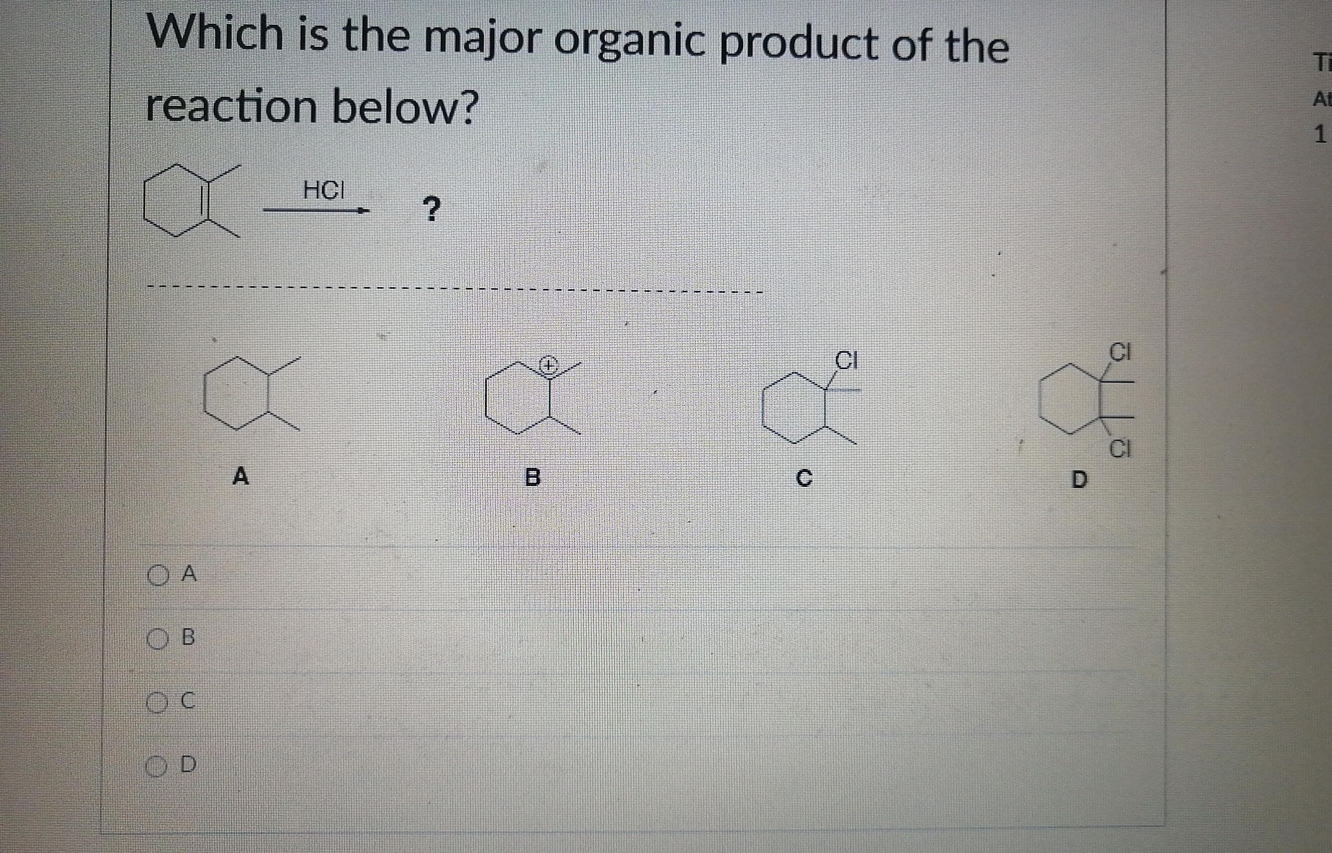 Solved Which is the major organic product of the reaction | Chegg.com