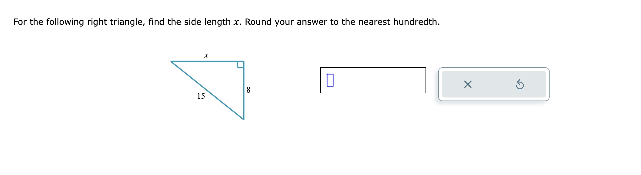 Solved For the following right triangle, find the side | Chegg.com