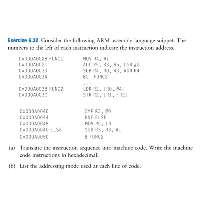 Solved Exercise 6.32 Consider the following ARM assembly | Chegg.com