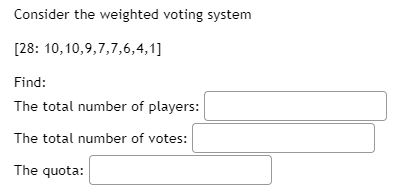 Solved Consider the weighted voting system [28: | Chegg.com