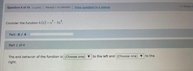 Solved Consider the function h(x)=x5−3x4. Part: 0/4 Part 1 | Chegg.com