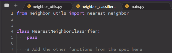 Solved NearestNeighborClassifier In neighbor_classifier.py, | Chegg.com