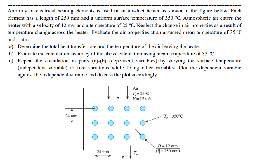 Solved An array of electrical heating elements is used in an | Chegg.com