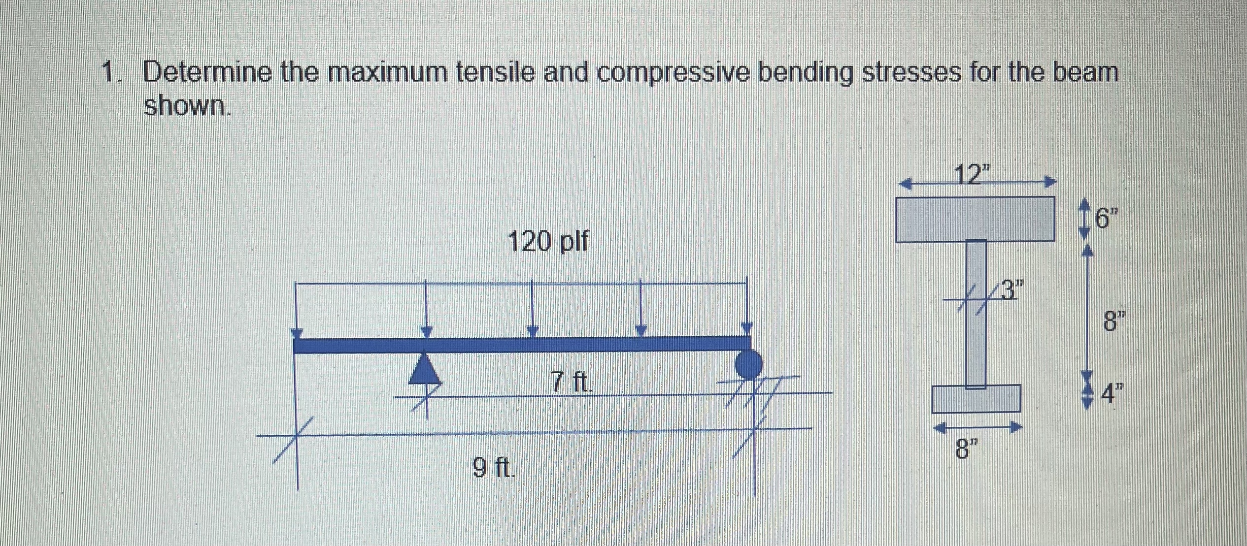 Solved Determine the maximum tensile and compressive bending | Chegg.com