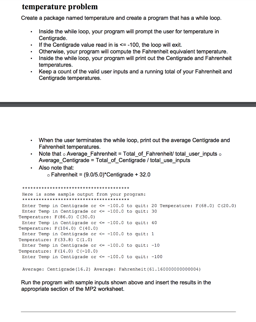 Solved temperature problem Create a package named | Chegg.com