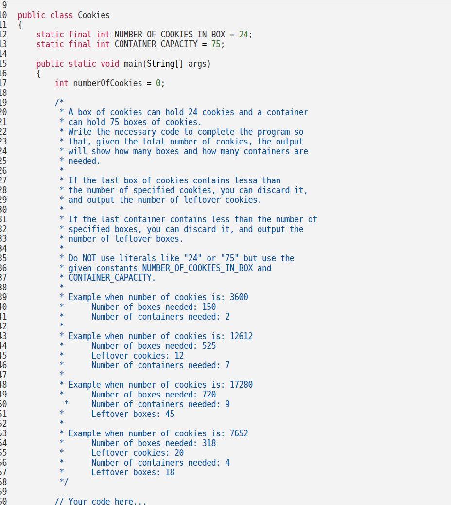 Solved ic class Cookies static final int | Chegg.com