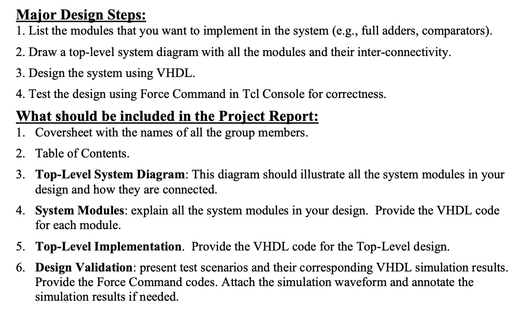 Solved Project Description: An arithmetic-logic unit (ALU) | Chegg.com