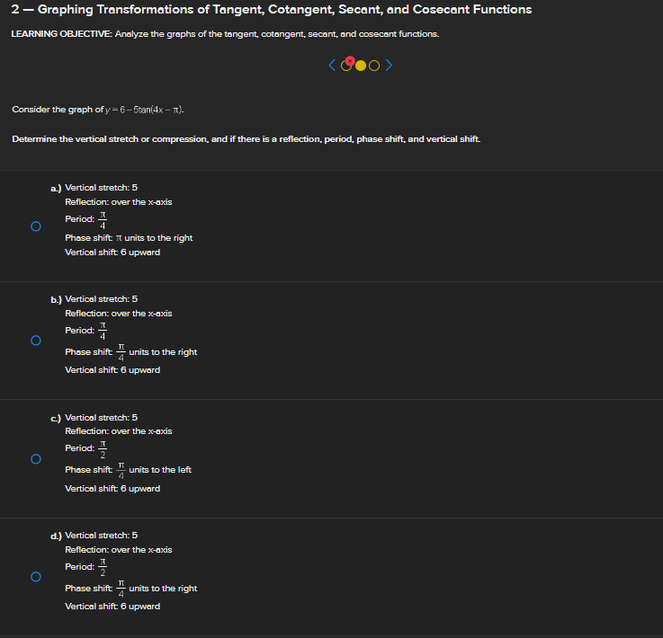Solved 2 - ﻿Graphing Transformations of Tangent, Cotangent, | Chegg.com