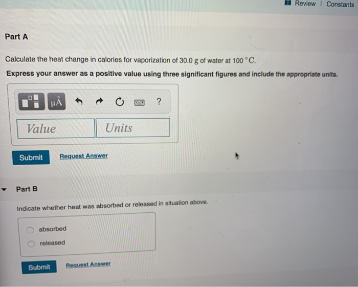 Solved ReviewI Constants Part A Calculate the heat change in | Chegg.com
