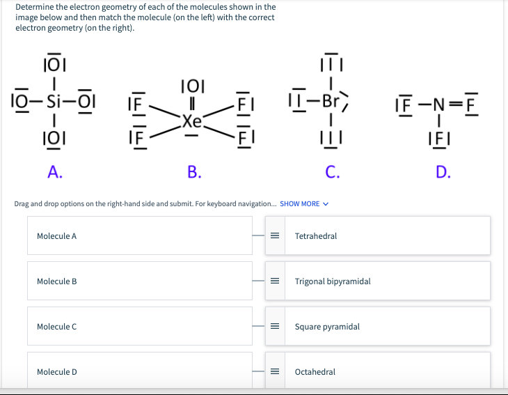 Solved Determine the electron geometry of each of the | Chegg.com