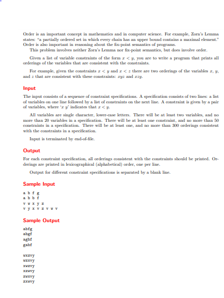 Solved Order is an important concept in mathematics and in | Chegg.com
