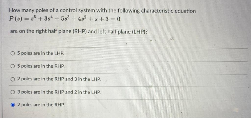 Solved How many poles of a control system with the following | Chegg.com