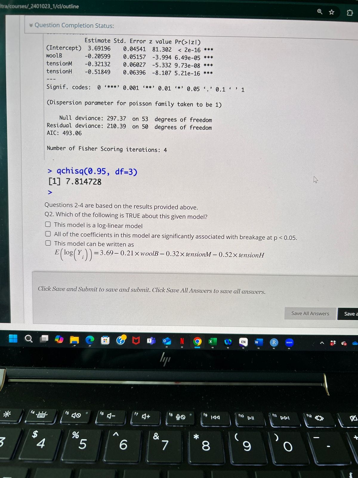 Solved Question Completion Status:(Dispersion parameter for | Chegg.com