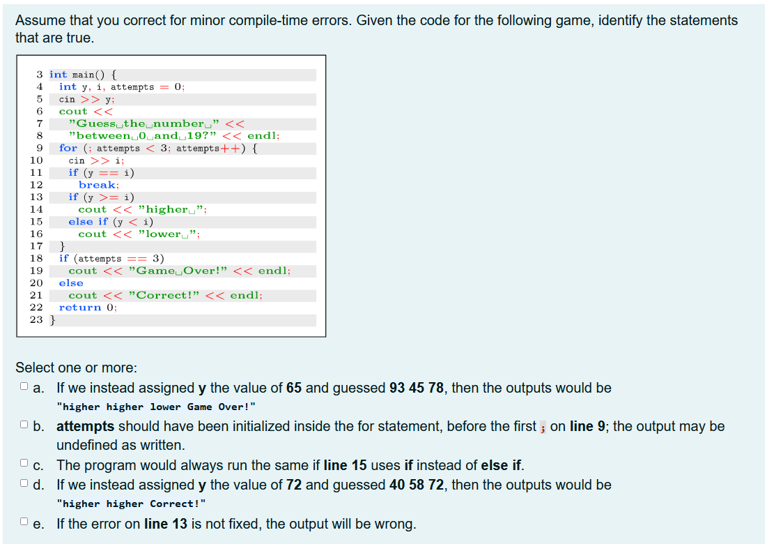 Solved Assume that you correct for minor compile-time | Chegg.com