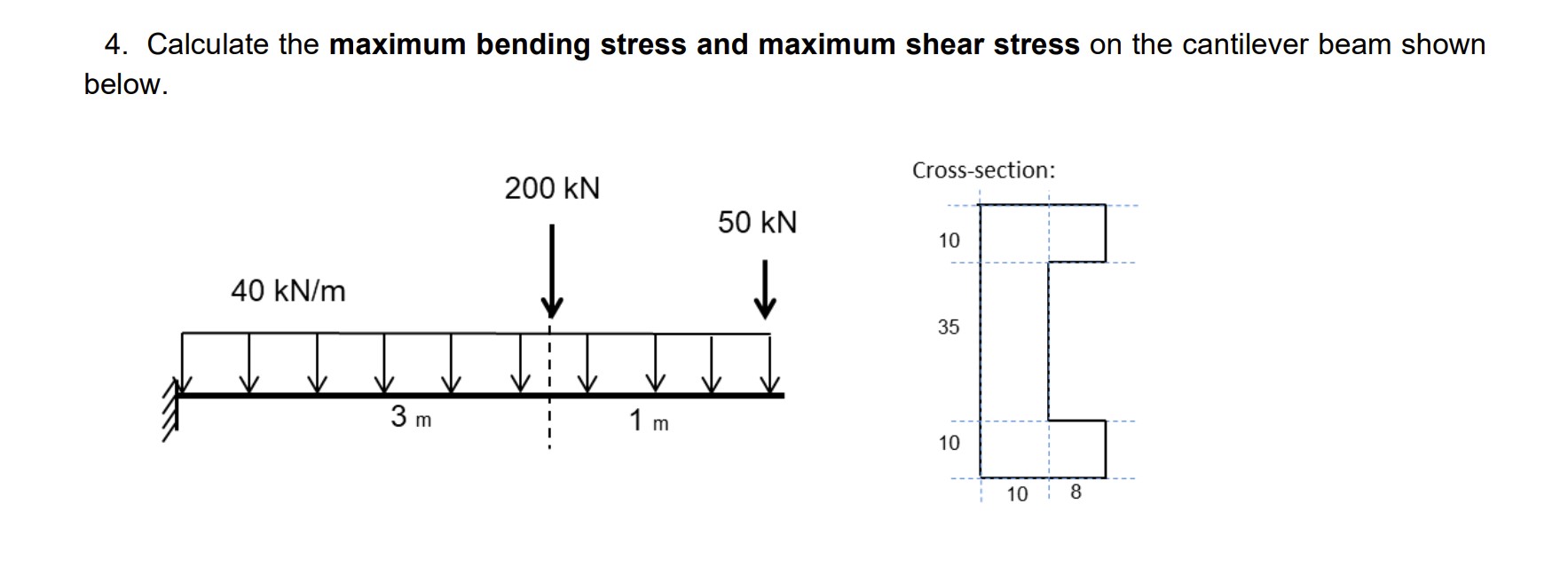 Solved 4. Calculate the maximum bending stress and maximum | Chegg.com