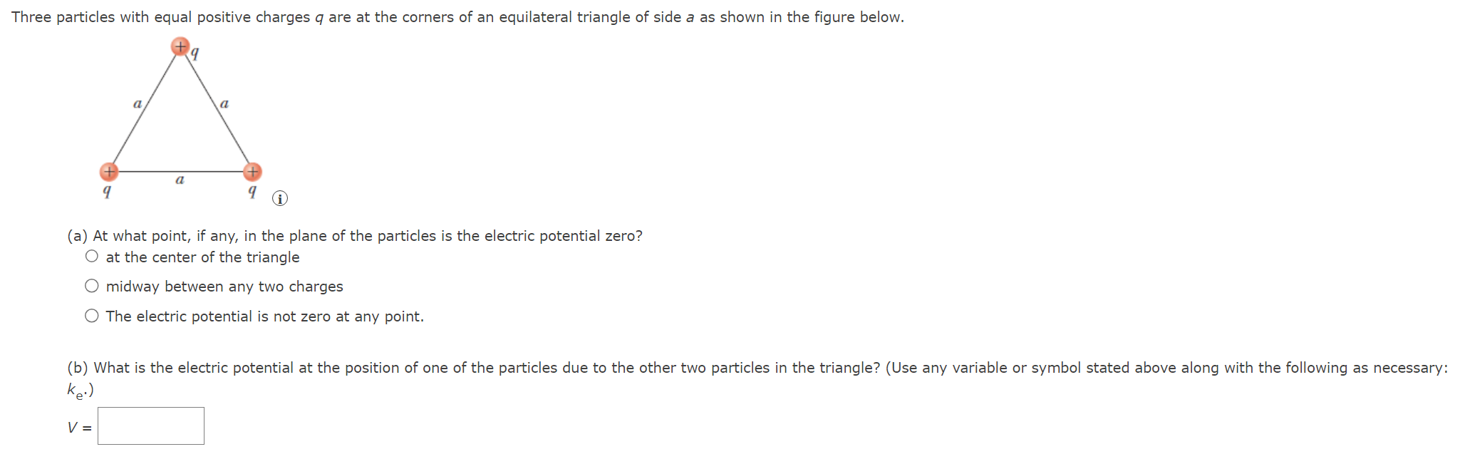 Solved ree particles with equal positive charges q are at | Chegg.com