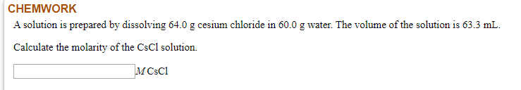 Solved CHEMWORK A solution is prepared by dissolving 64.0 g | Chegg.com Solved CHEMWORK A solution is prepared by dissolving 64.0 g | Chegg.com