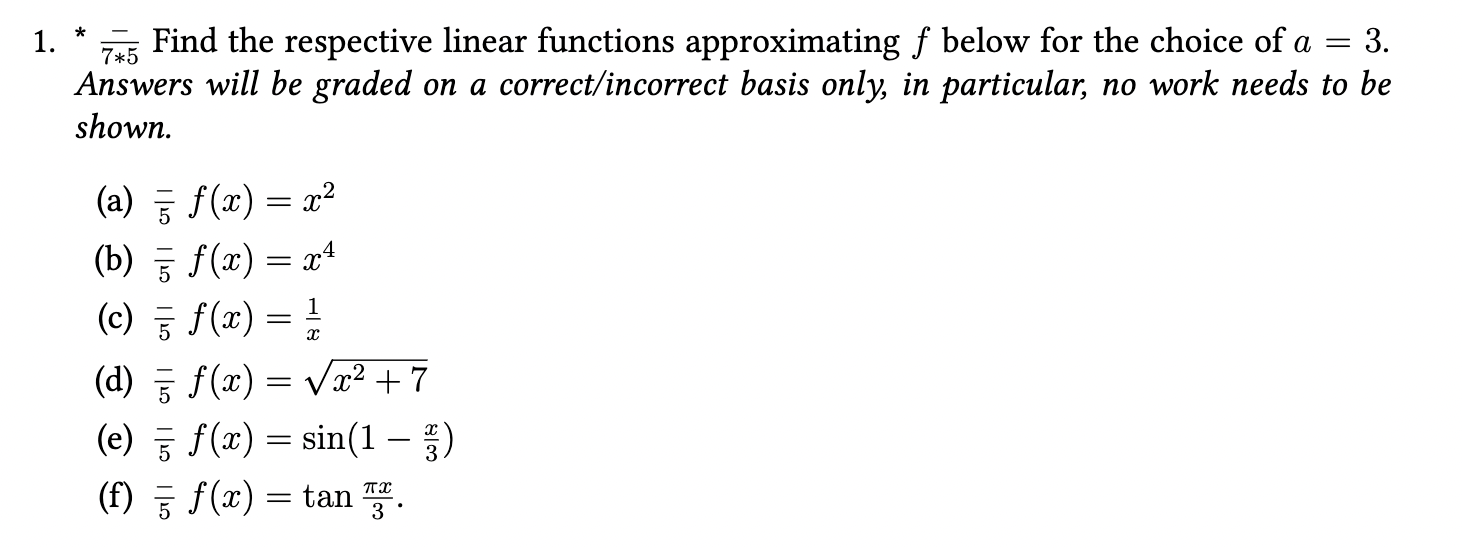 7**5 ﻿Find the respective linear functions | Chegg.com
