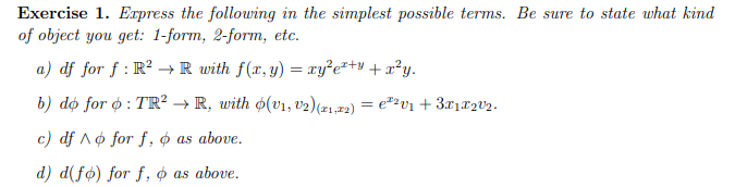 Solved Exercise 1. Express the following in the simplest | Chegg.com
