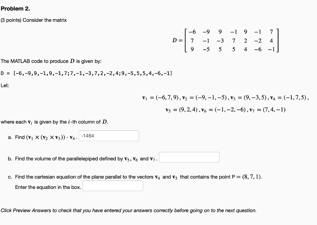 Solved Problem 2. (3 points) Consider the matrix -1 9 -1 7 | Chegg.com