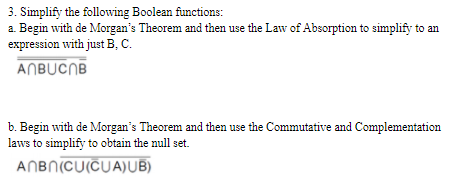 Solved 3. Simplify the following Boolean functions: a Begin | Chegg.com