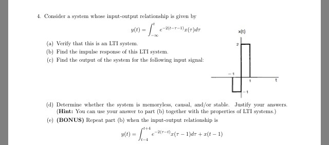 Solved 1 Consider A System Whose Input Output Relationship