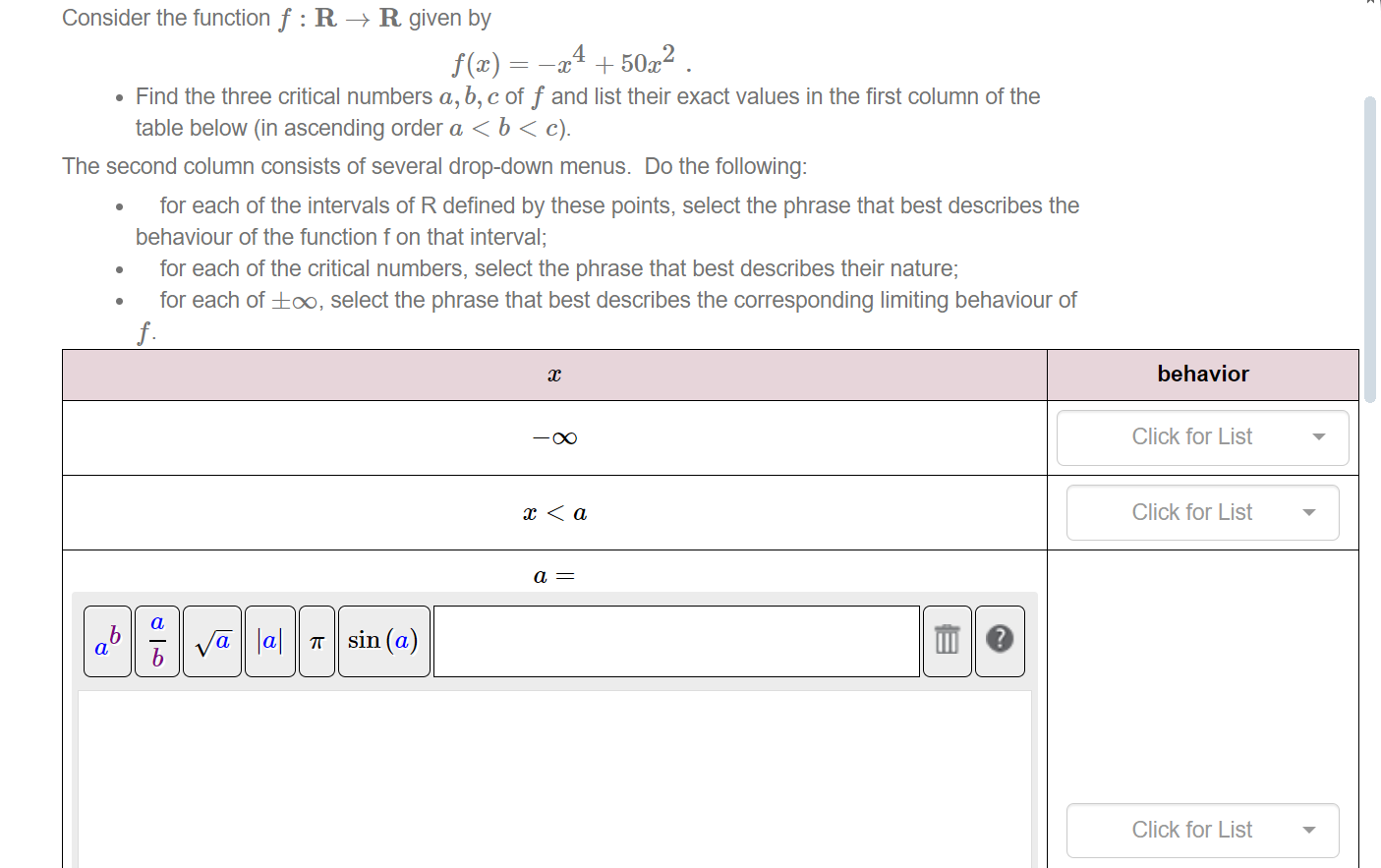 Solved Consider The Function F R→r Given By F X −x4 50x2
