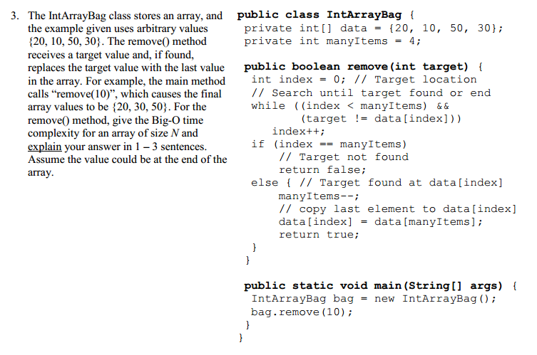Solved 3 The Intarraybag Class Stores An Array And Public