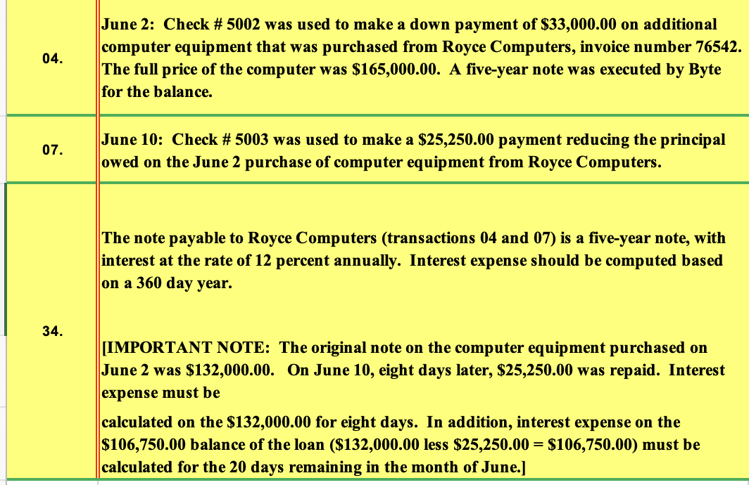 Solved June 2: Check \# 5002 was used to make a down payment | Chegg.com