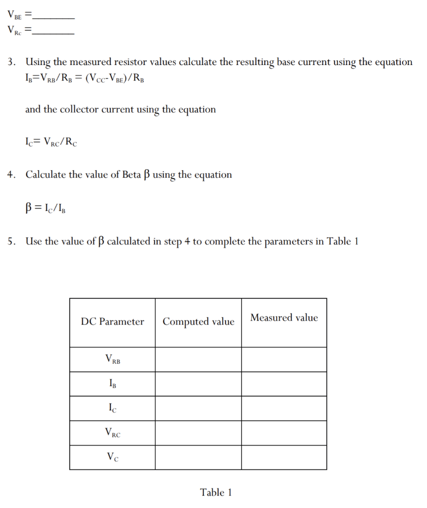 Solved Part 1: Fixed Base Bias and the value of Rc= 1. | Chegg.com