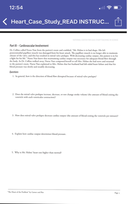 Solved 12:54 Heart Case Study READ INSTRUC...T AONALCENTER | Chegg.com