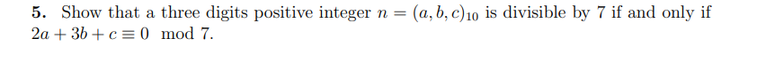 Solved 5. Show that a three digits positive integer | Chegg.com