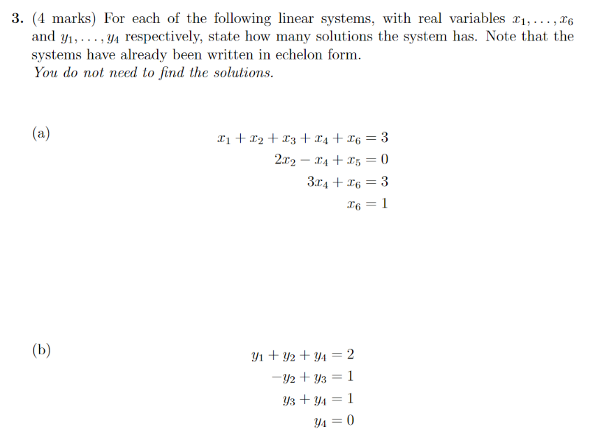 Solved 3. ( 4 marks) For each of the following linear | Chegg.com