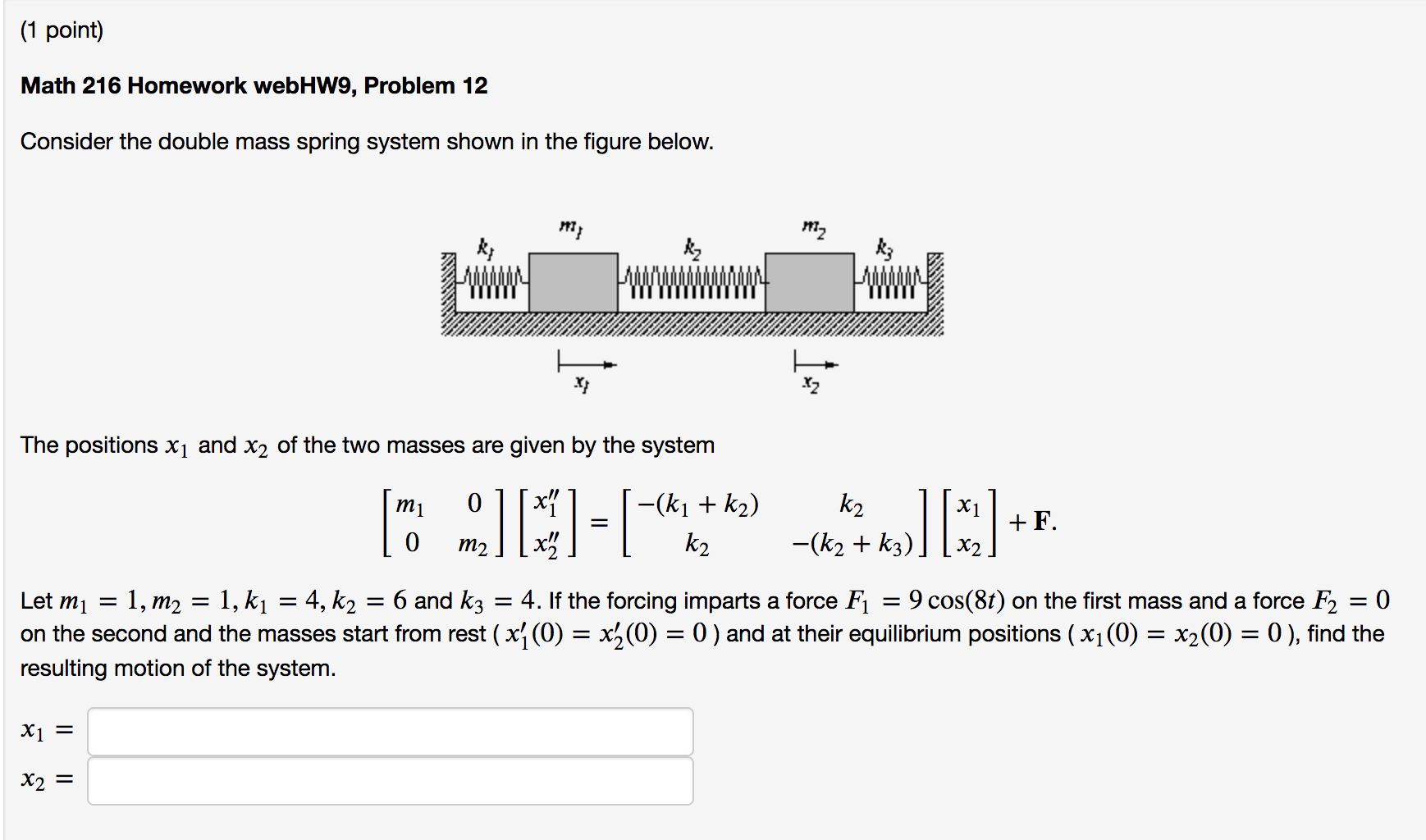 Solved (1 point) Math 216 Homework webHW9, Problem 12 | Chegg.com