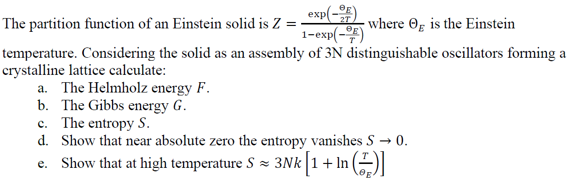 Solved The partition function of an Einstein solid is | Chegg.com