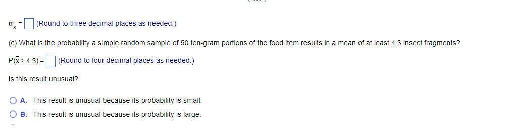 Solved The acceptable level for insect filth in a certain | Chegg.com
