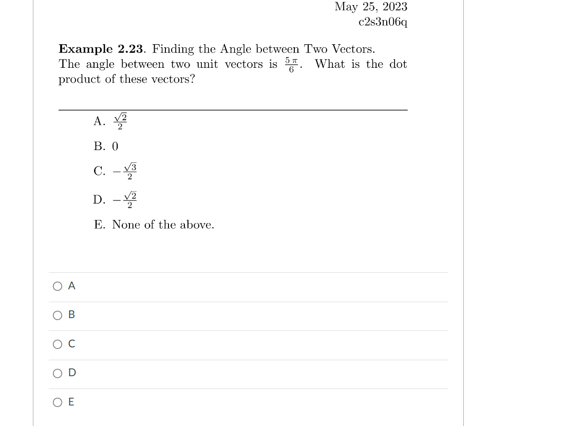 Solved Example 2 23 Finding The Angle Between Two Vectors