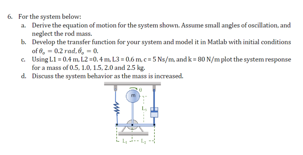 Solved For The System Below A Derive The Equation Of