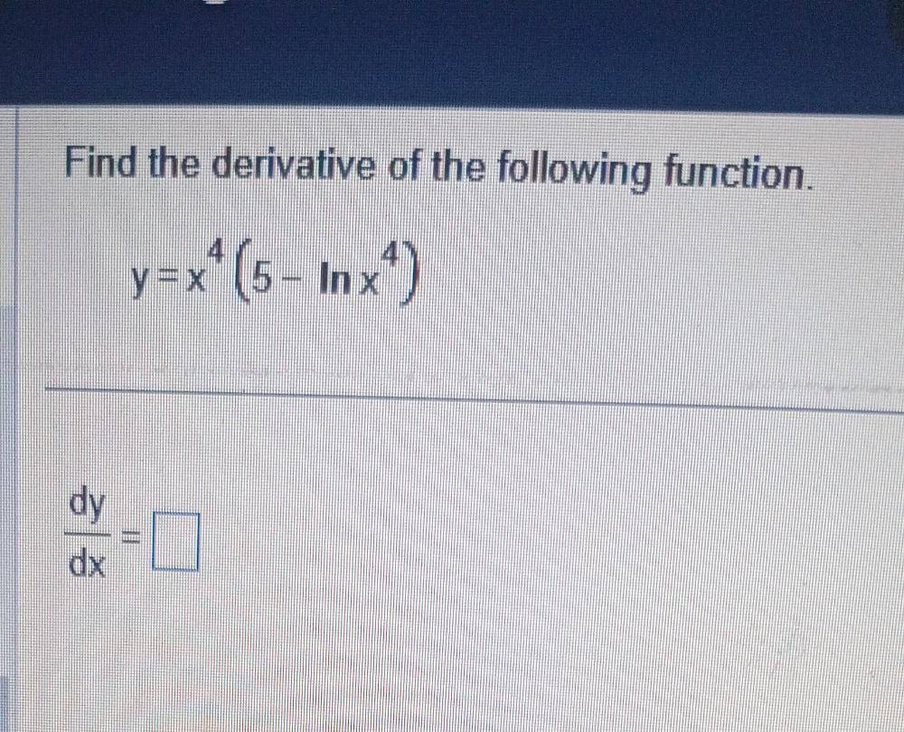 Solved Find the derivative of the following function. | Chegg.com