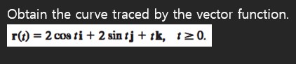 Solved Obtain the curve traced by the vector function. | Chegg.com