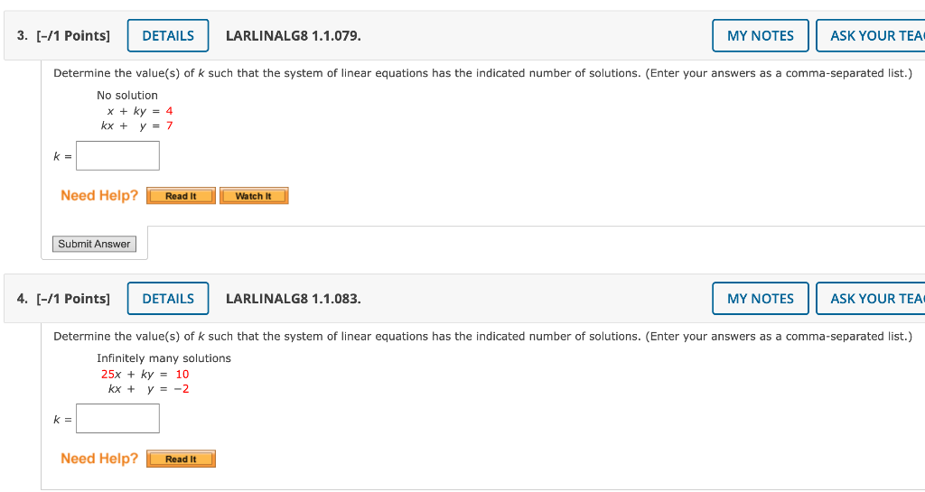 Solved [-/1 Points] LARLINALG8 1.1.079. Determine the | Chegg.com