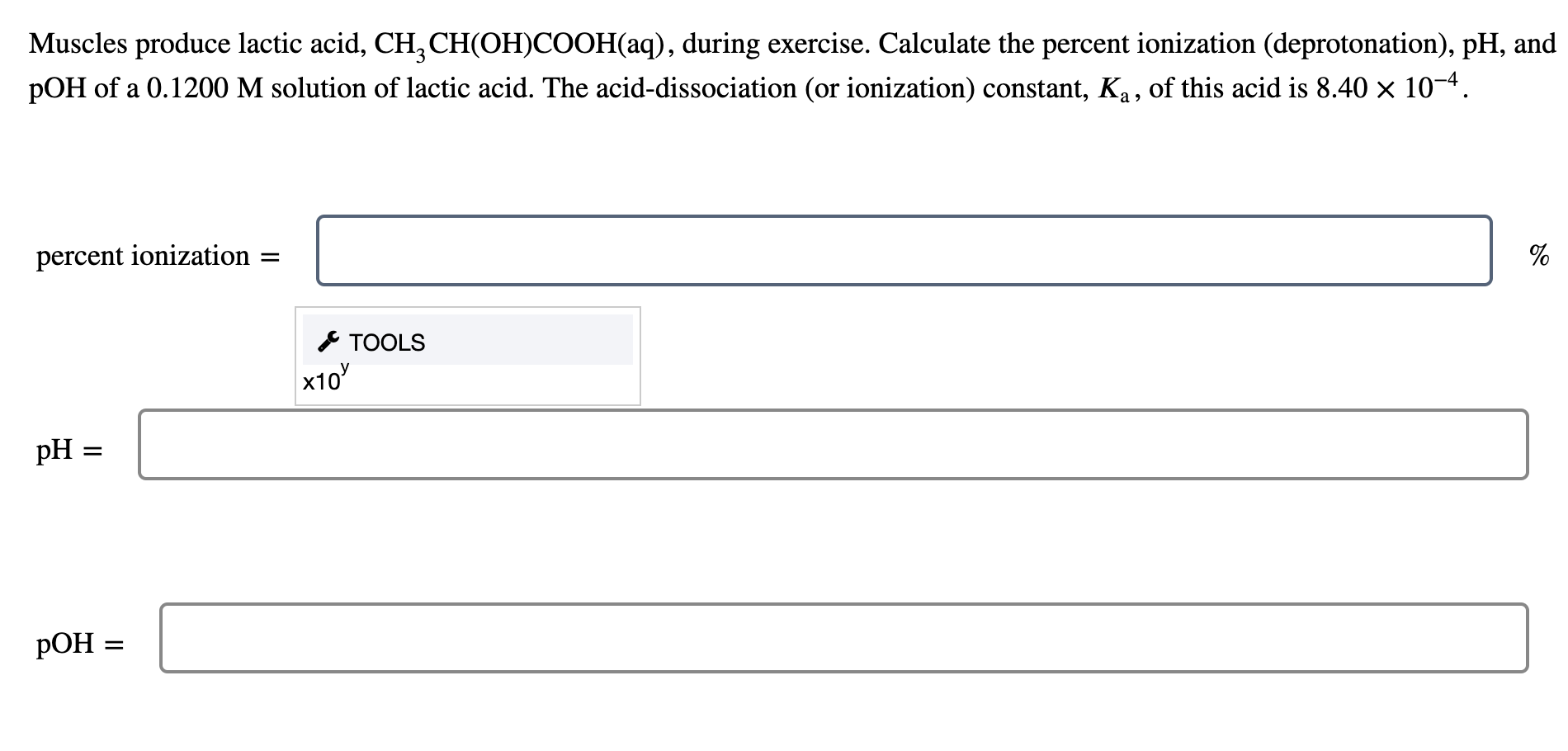 Solved Muscles produce lactic acid, CH3CH(OH)COOH(aq), | Chegg.com