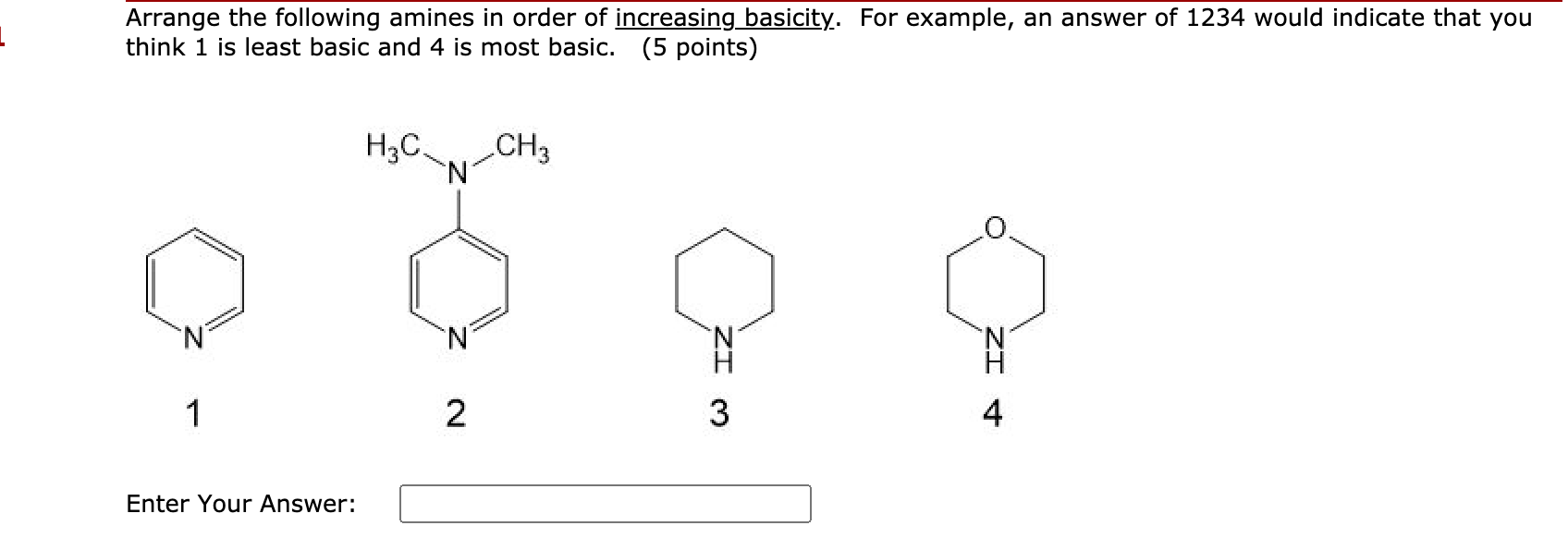 Solved 1 Arrange the following amines in order of increasing | Chegg.com